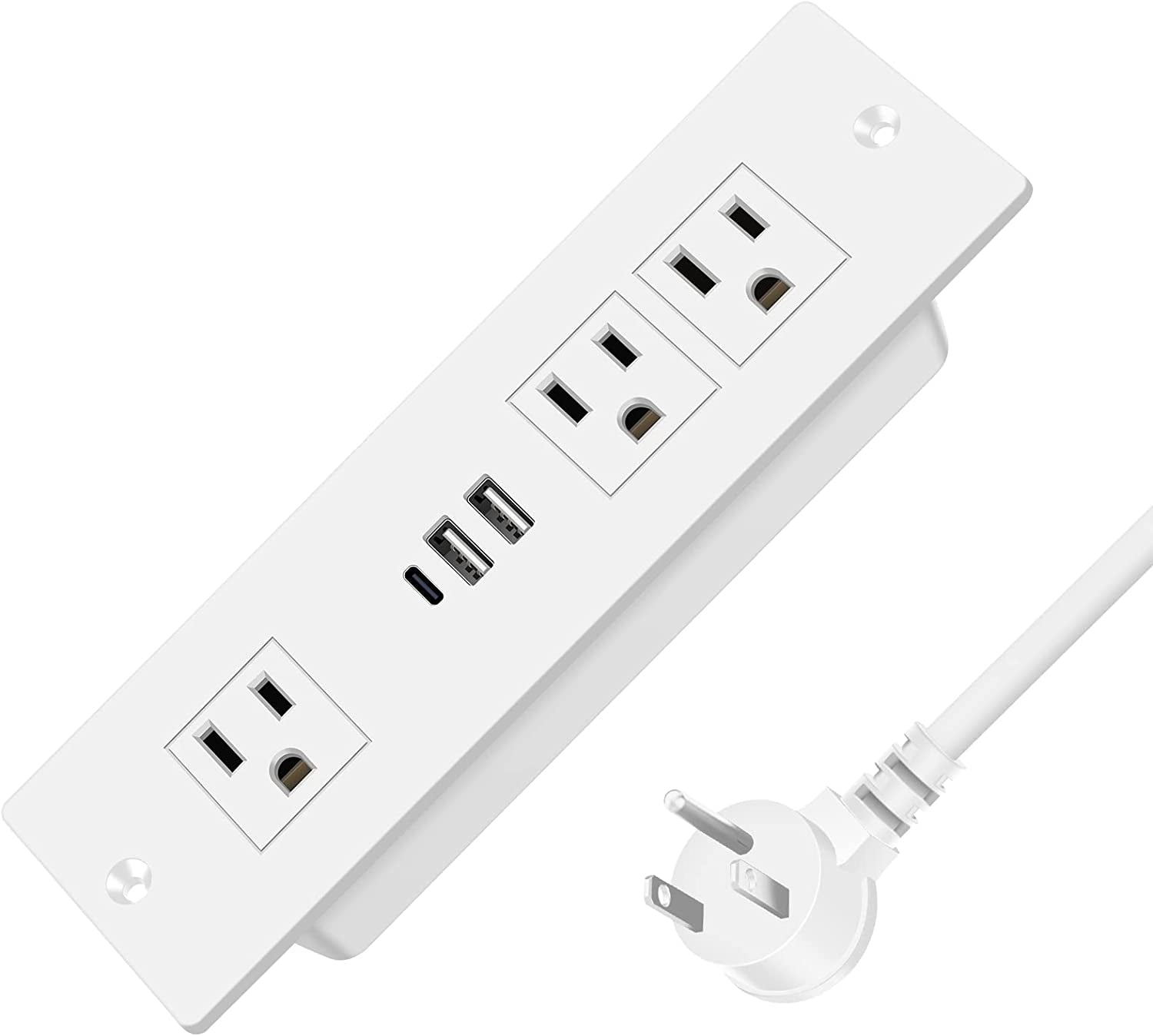 Recessed Power Strip, Furniture Drawer Outlet with 20W PD USB-C & 18W ...