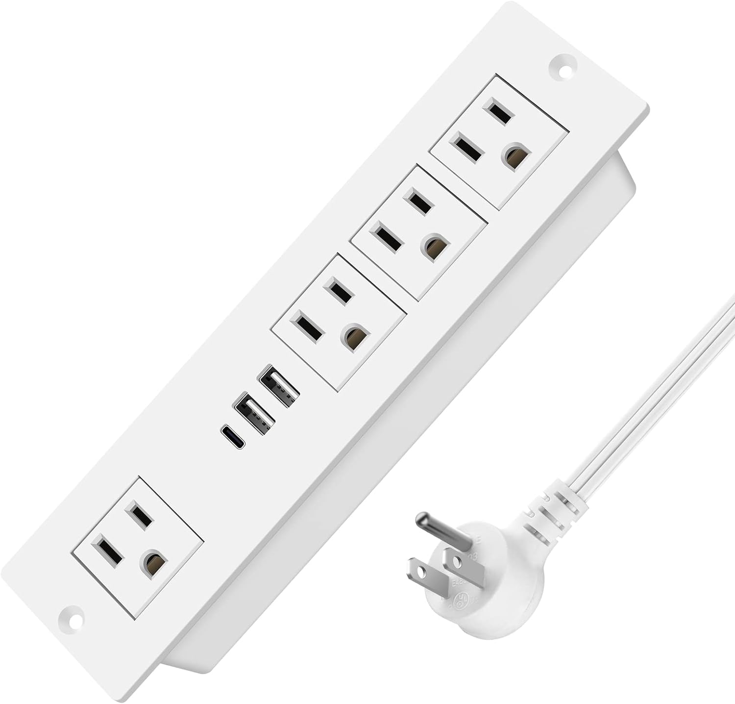 Recessed Power Strip with PD 20W USB-C, Flush Mounted Drawer Outlet, 4 ...