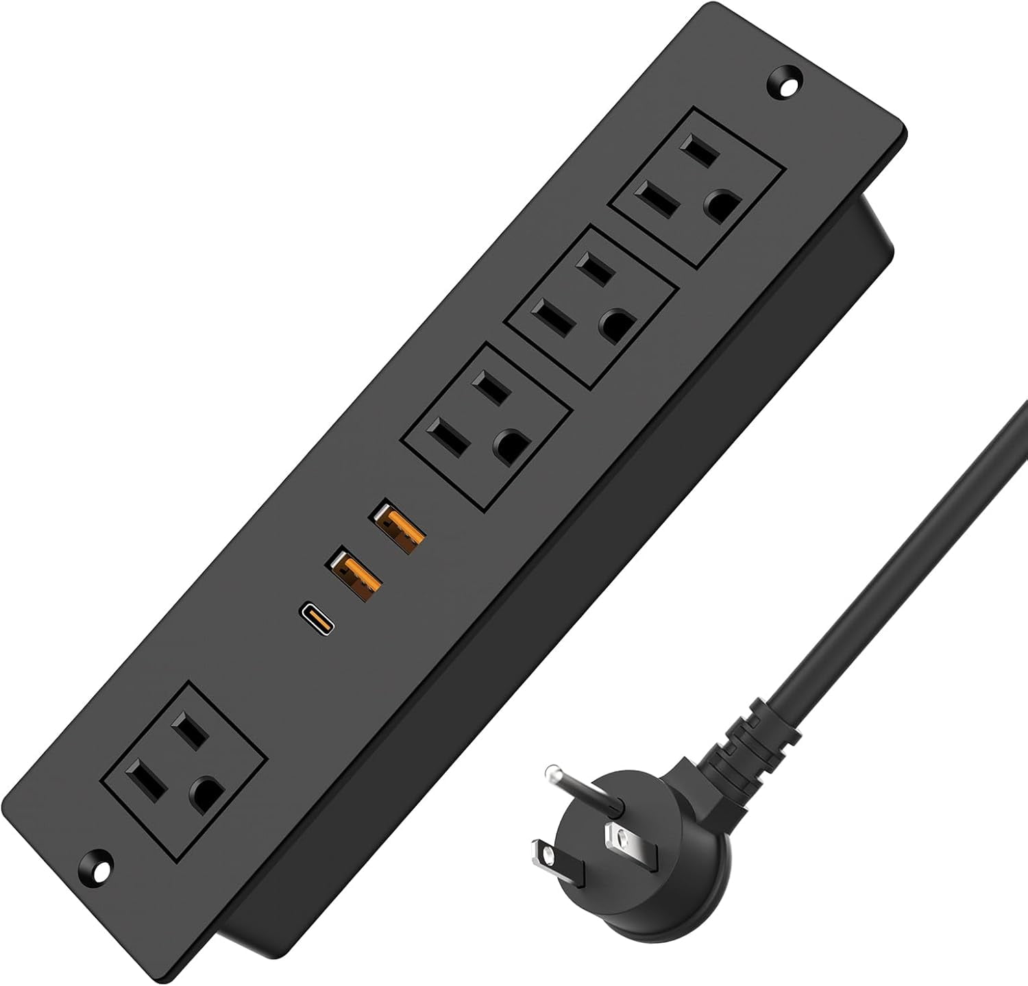 Recessed Power Strip with PD 20W USB-C, Flush Mounted Drawer Outlet, 4 ...