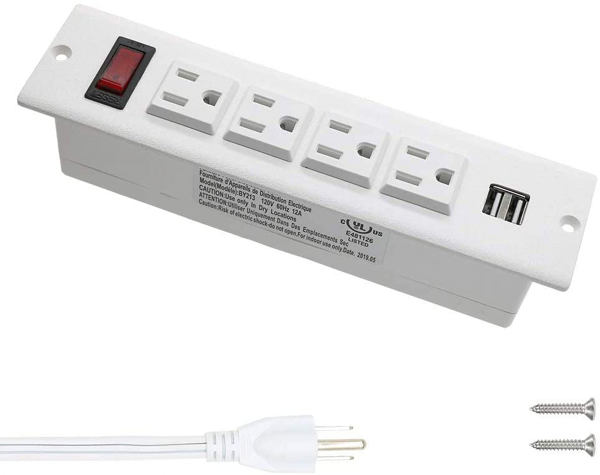 Recessed Power Strip Socket with USB Ports Mountable Desk Power Outlet ...