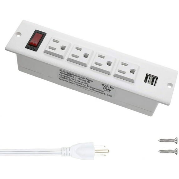 Recessed Power Strip Socket with USB Ports Mountable Desk Power Outlet ...