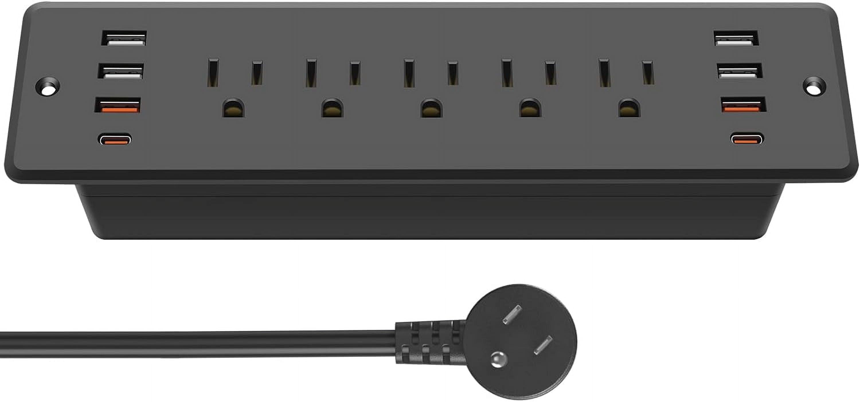 Recessed Power Strip Surge Protector with 5 Outlets, USB 3.0 USB-A and ...