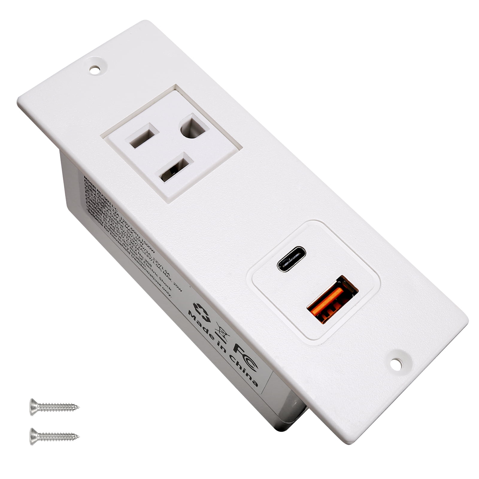 Recessed Power Strip USB C 20W PD Fast Charge Desk Power Outlet Type C ...