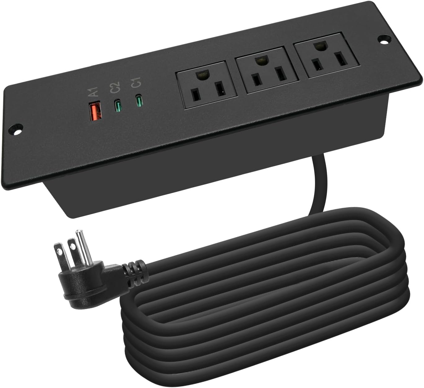 Recessed Power Strip USB C 65W,Flush Mount Desk Power Outlet 3 Outlets ...
