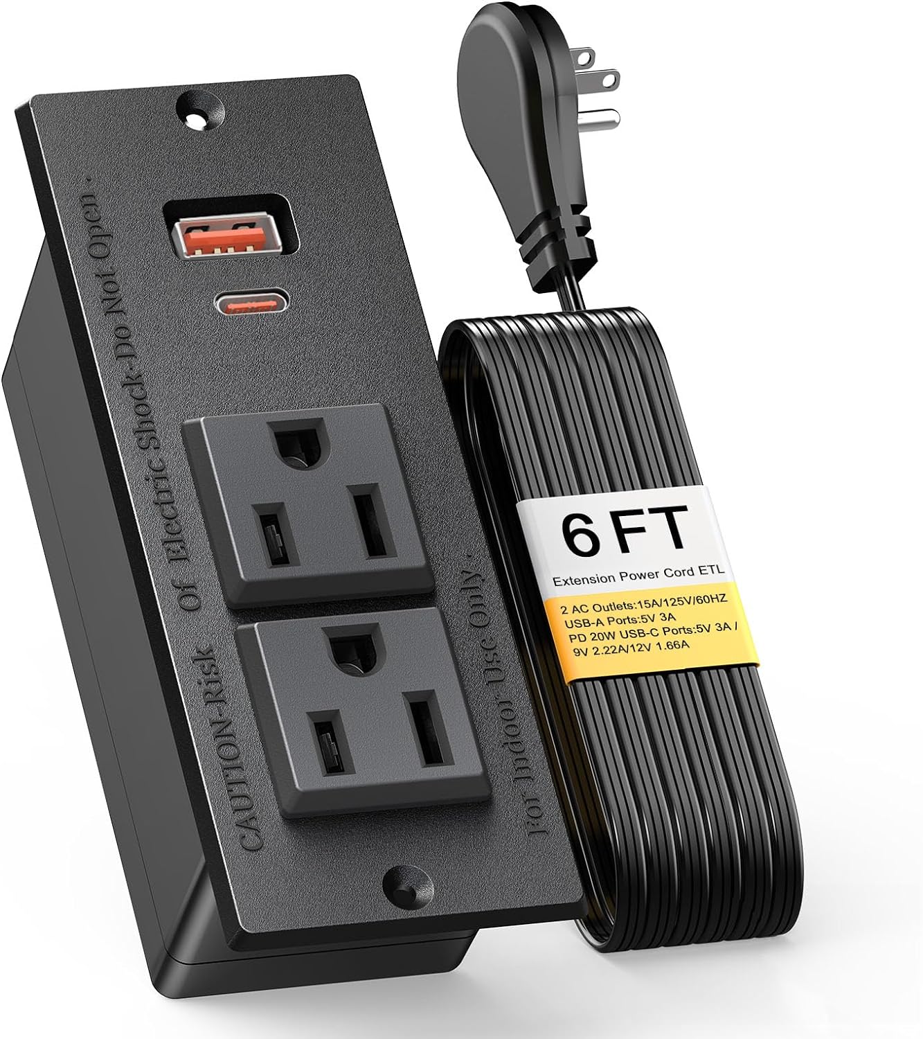 Recessed Power Strip USB C PD 20W, Recessed Outlet with USB Ports, Flat ...