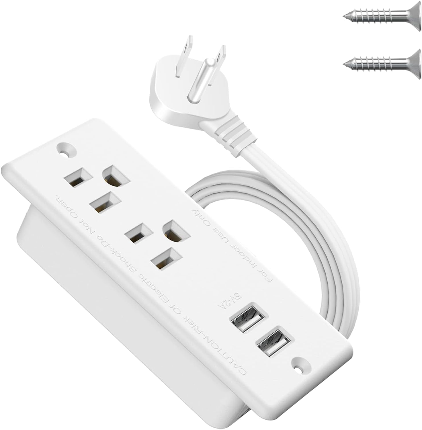 Recessed Power Strip with USB,Flat Plug Ultra Thin Extension Cord ...