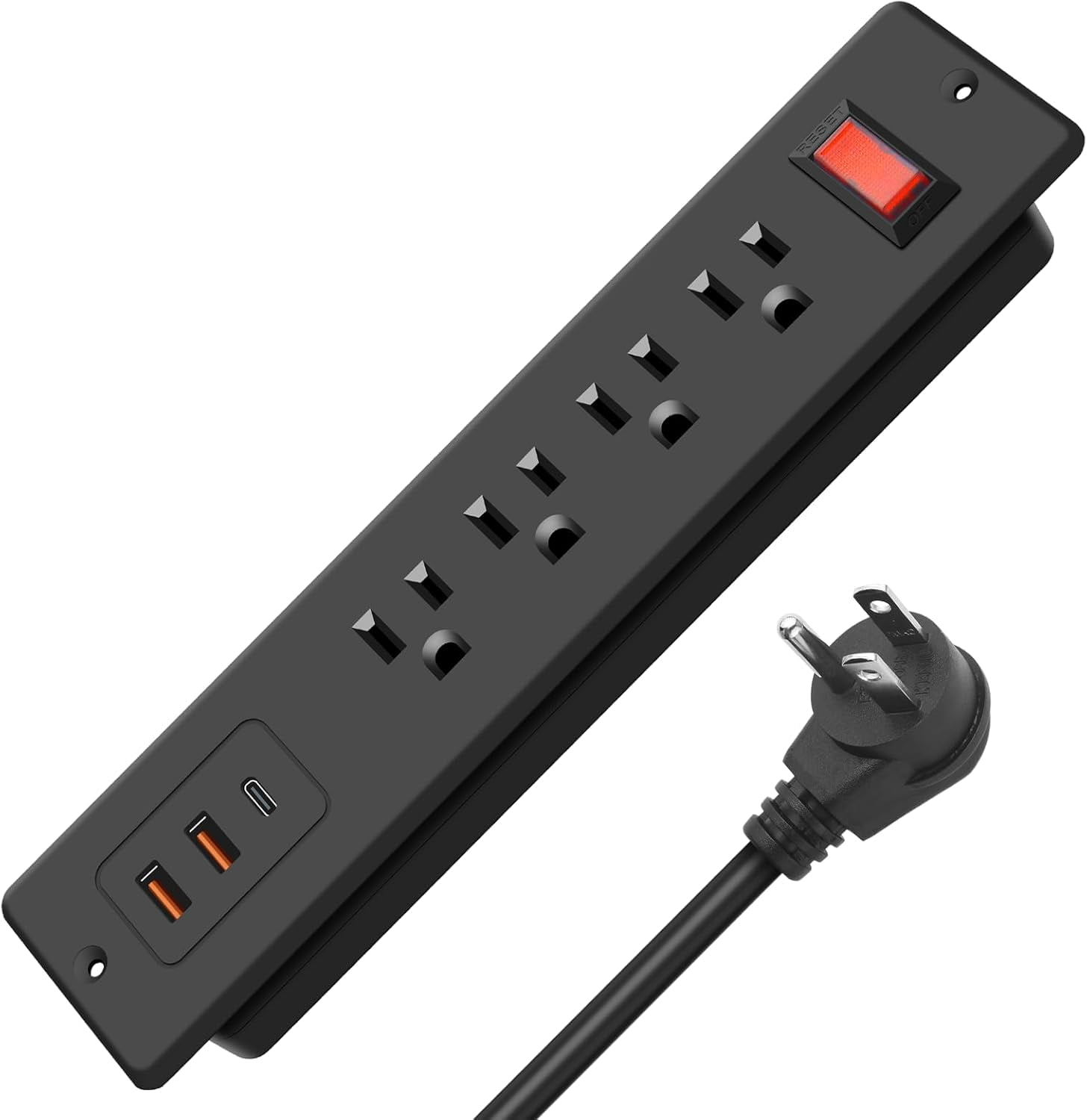 Recessed Power Strip with USB Ports, Flush Mount Desktop Outlets Built ...