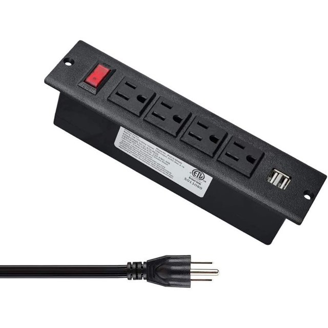 Recessed Power Strip with USB Ports, Furniture Flush Mount Power Strip ...