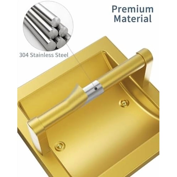 Recessed Toilet Paper Holder 2 Pack Gold， in Wall Toilet Paper Holder ...