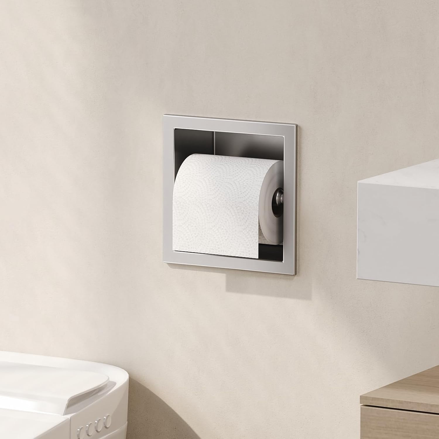 Recessed Toilet Paper Holder, Brushed Toilet Paper Holder Built-in ...