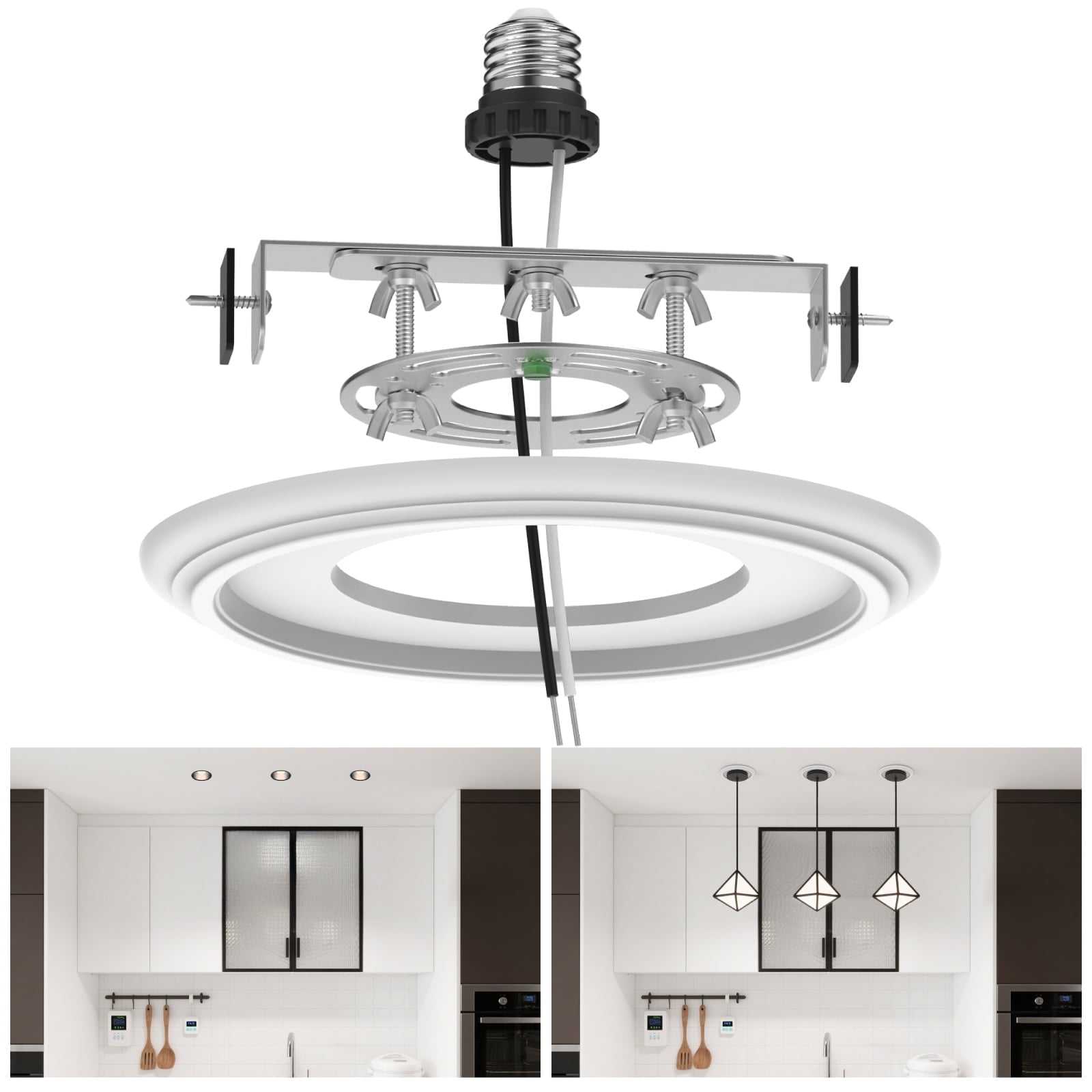 Yiizon Recessed to Pendant Light Converter Kit - 6 Inch Can Light ...