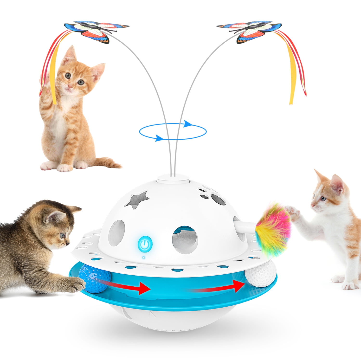 Rechale 3 in 1 Smart Cat Toys, Interactive Cat Roly Poly Toy, Electric ...