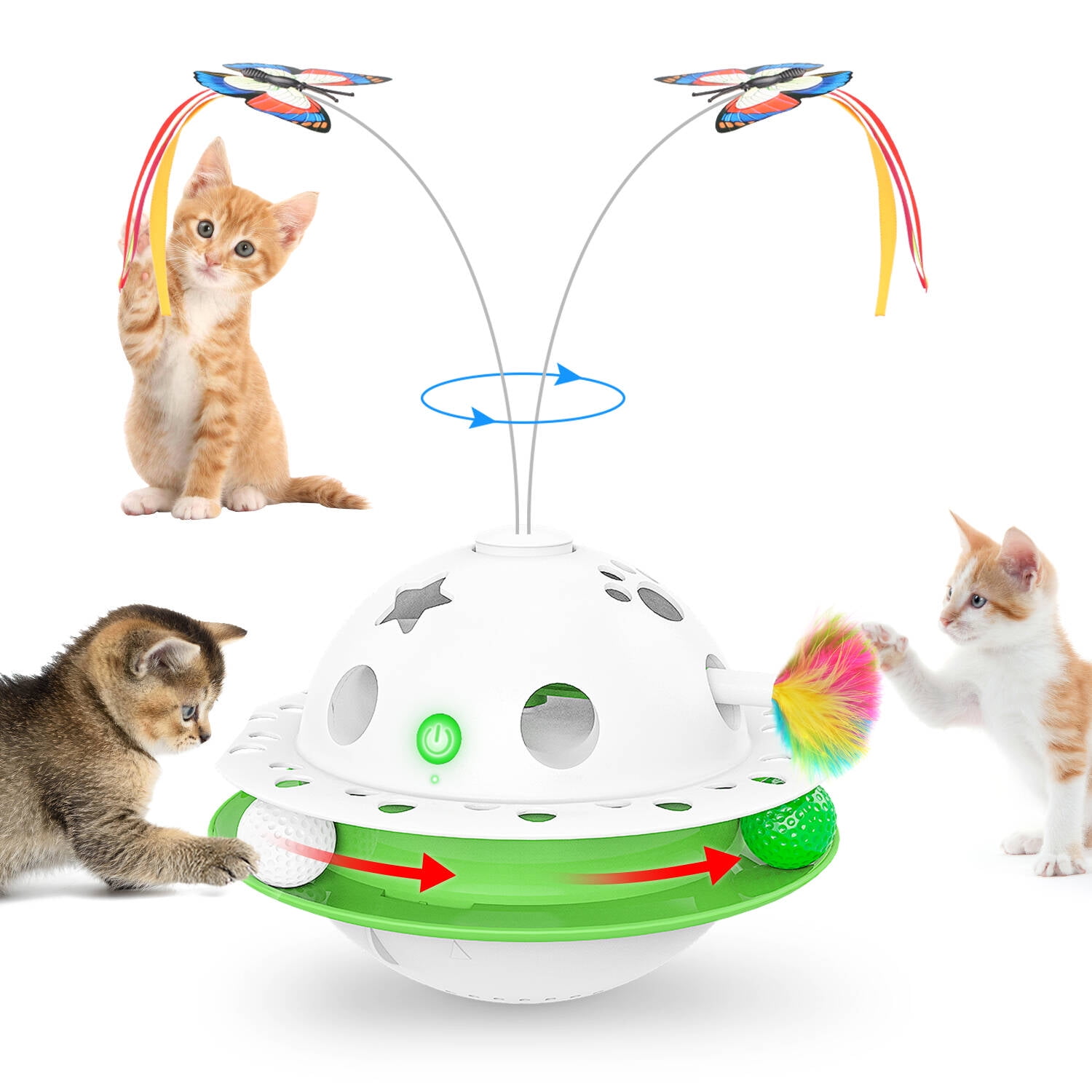 Rechale 3 in 1 Smart Cat Toys, Interactive Cat Roly Poly Toy, Electric ...