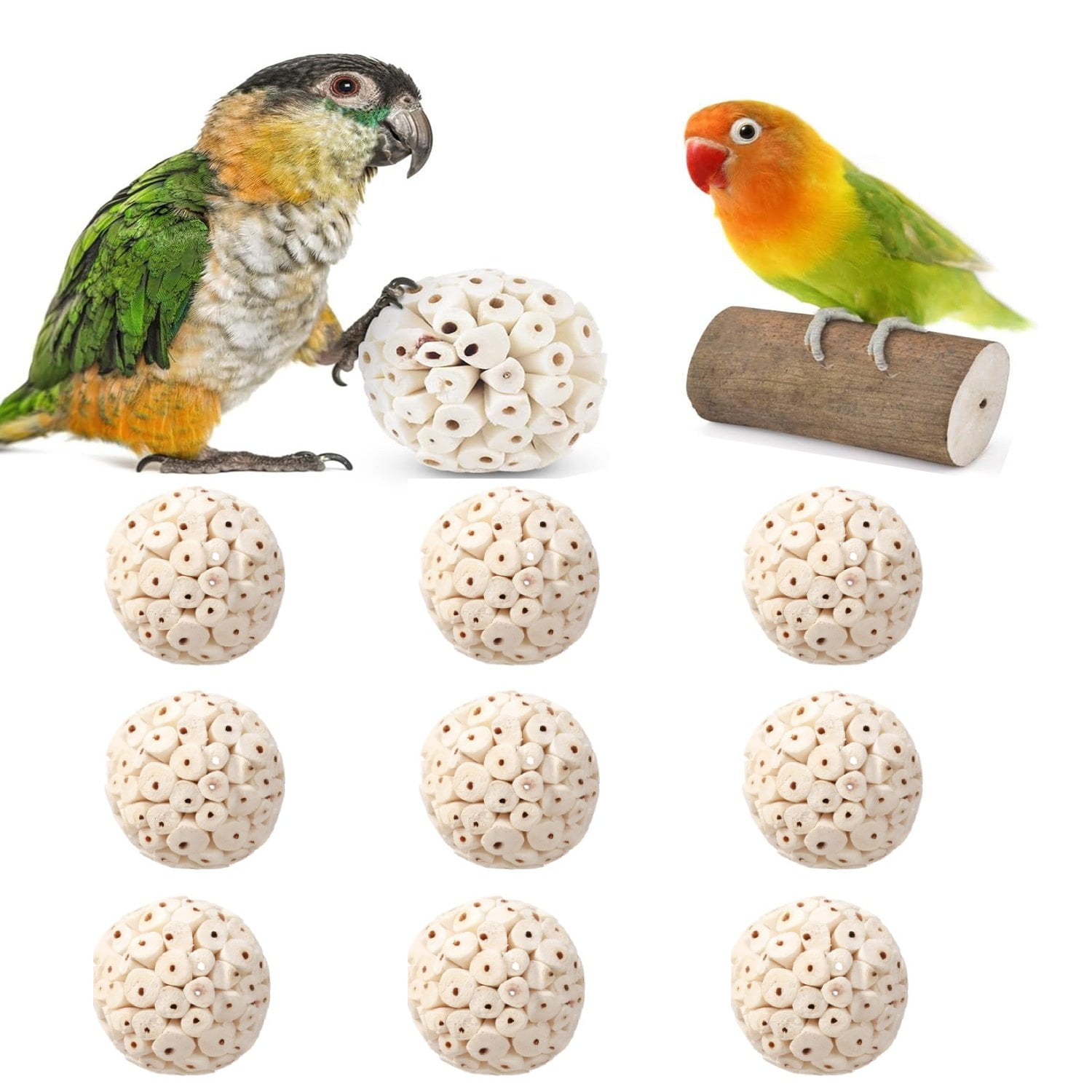 Rechale 9 Pcs Bird Parrot Chew Toy Sola Balls, Natural Parrot Soft Chew ...