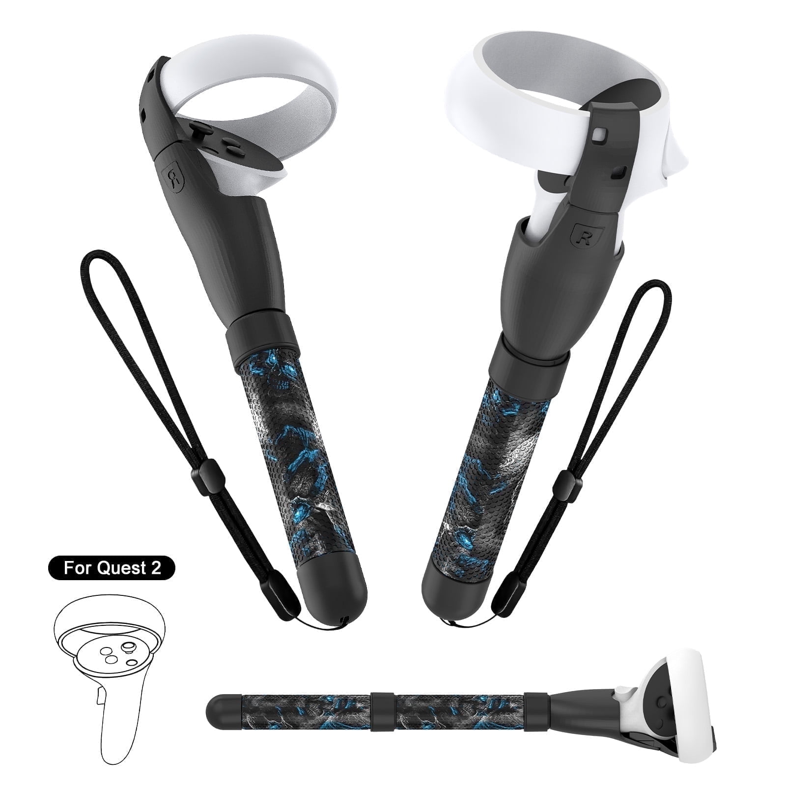Rechale VR Controller Attachments for Meta Quest 2, 3-in-1 Grip ...