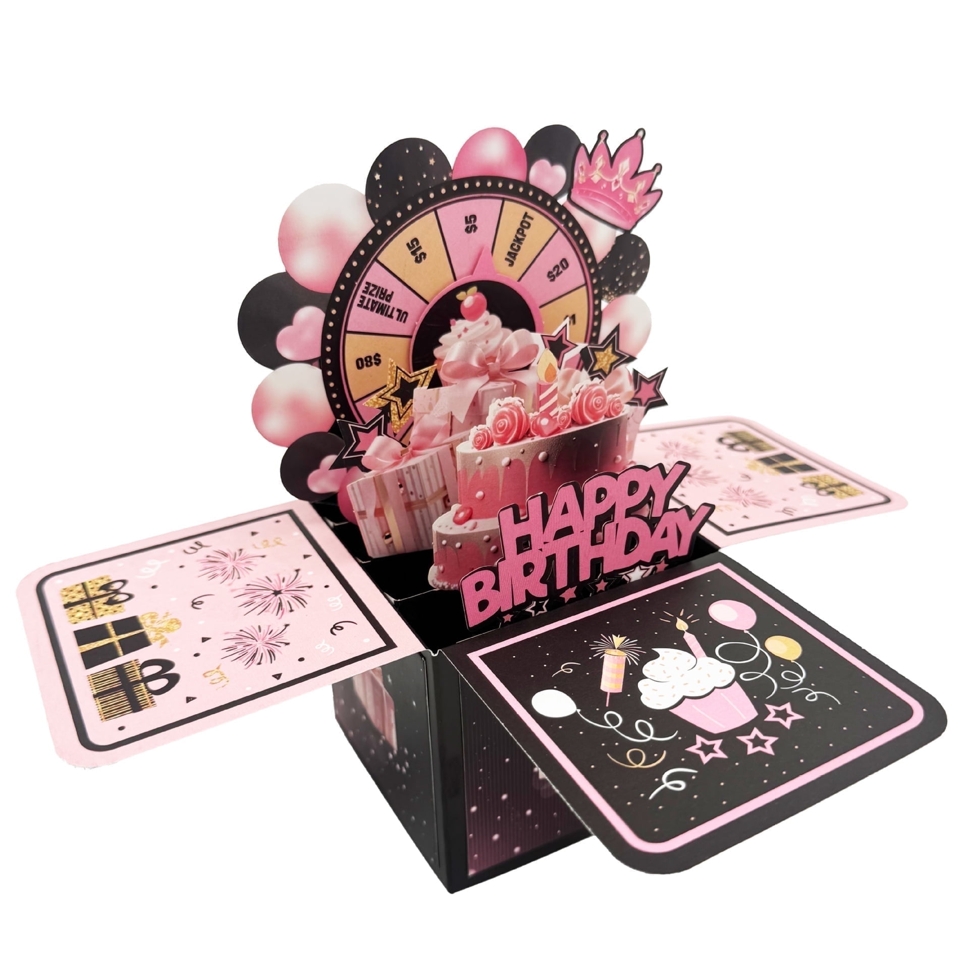 Rechale Pop Up Happy Birthday Cards with Spinning Wheel Prize Draw ...