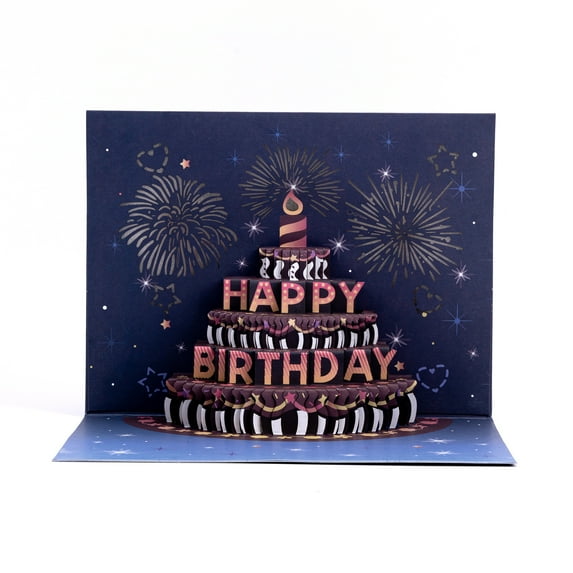 Rechale Pop Up Birthday Cards Fireworks Cake with Light and Music, 3D ...