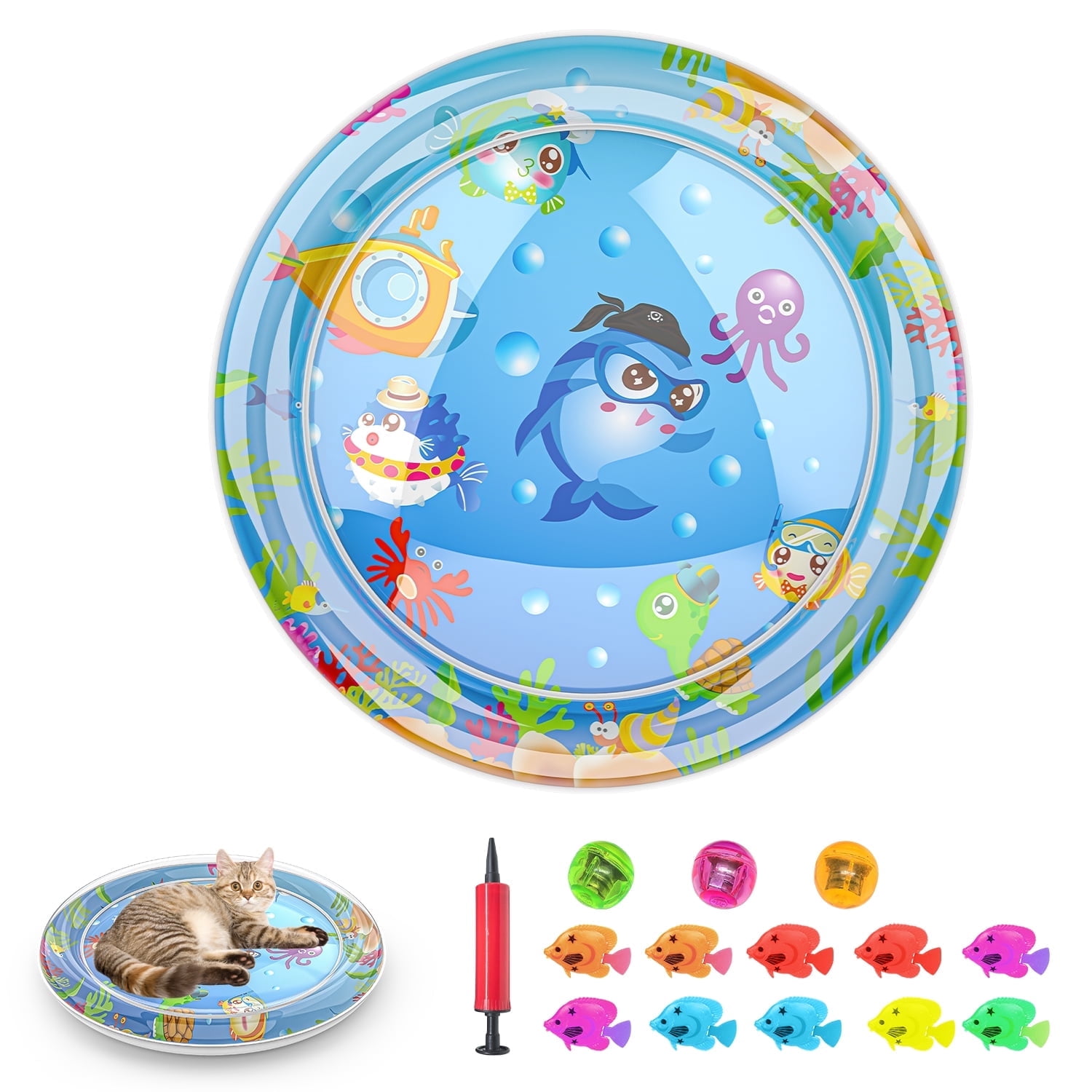 Rechale Water Sensory Play Mat for Cats Kids, Thickened Ocean Themed ...