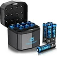 Recharable Lithium AA Batteries with Charr 12 Bay, 1.5 Volt High Power ...