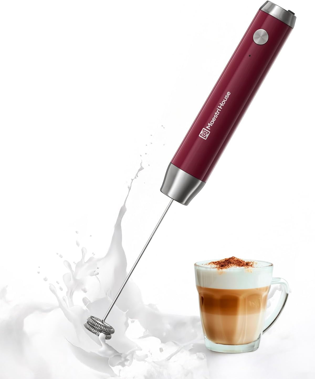 Recharable Milk Frother, Adjustable 2-Speed Handheld Electric Foam ...