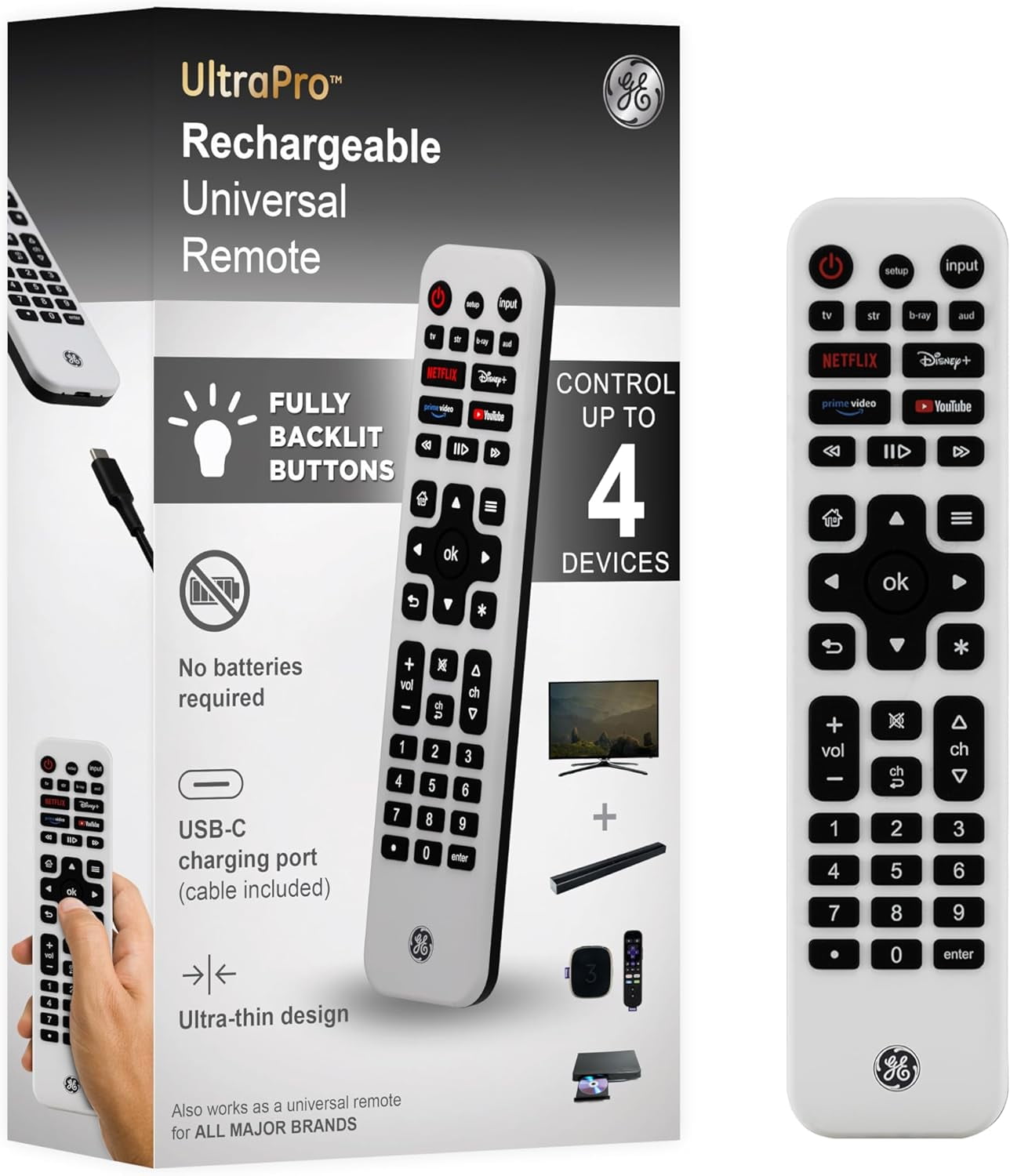 Recharable TV , Universal , Backlit Buttons, TV Replacement for Smart ...