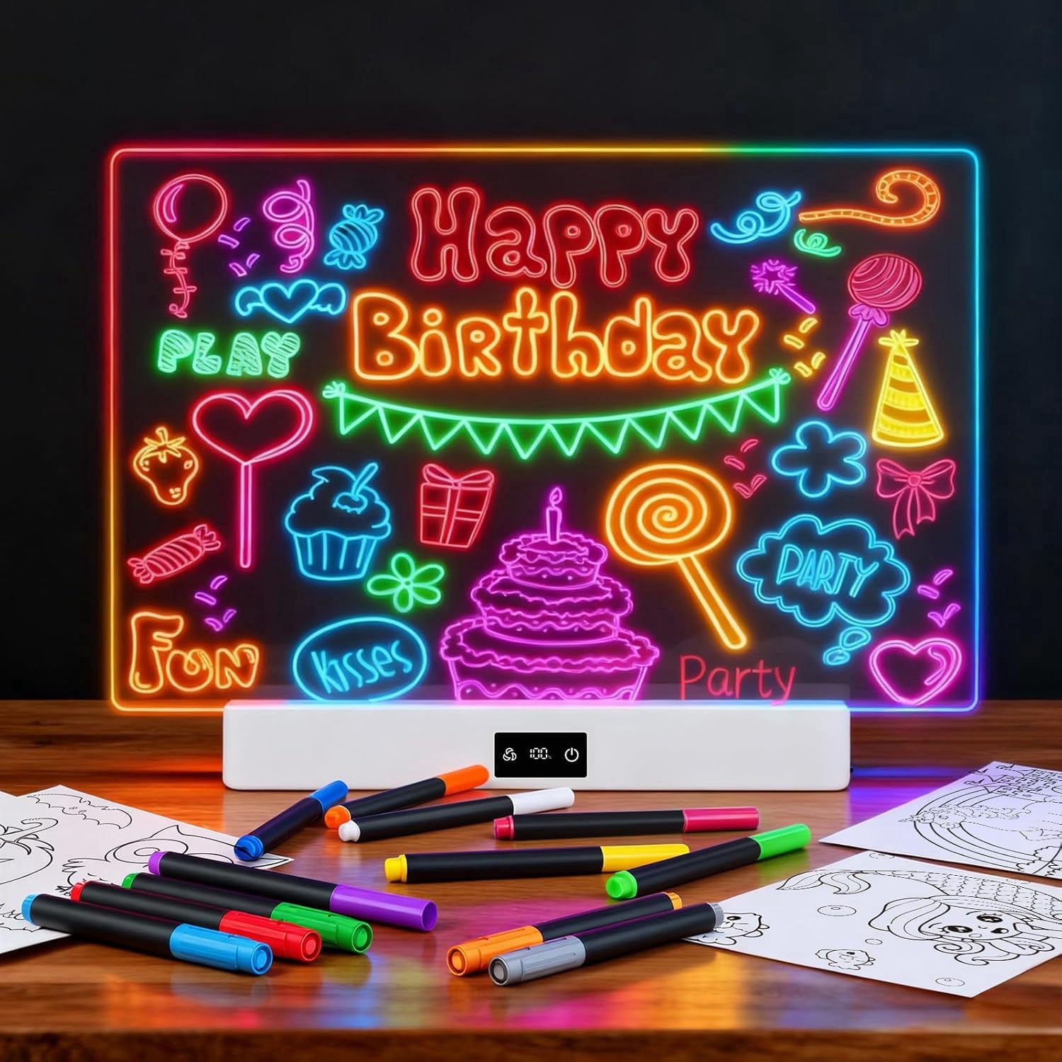 Elice Rechargeable LED Drawing Board for Kids, Light Up Message Board ...