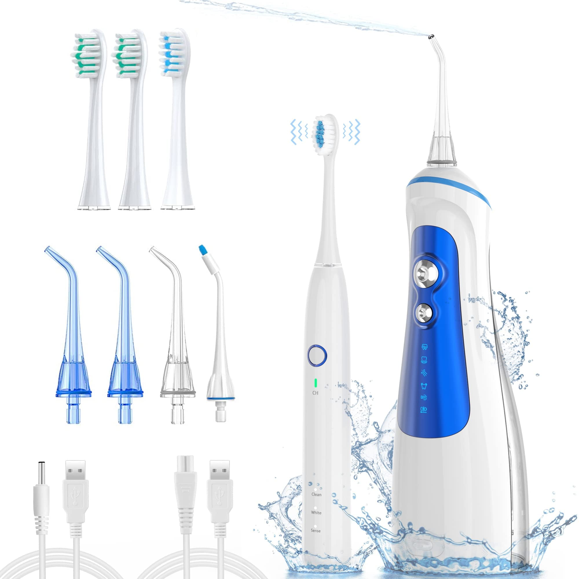 Rechargable Water Dental Flosser with Electric Toothbrush Combo for ...