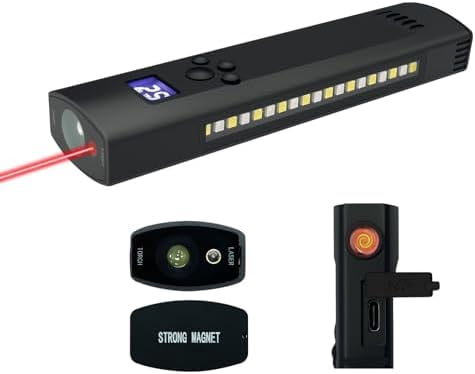 Rechargeable 1300 Lumens EDC Flashlight with Flameless Lighter, Red ...