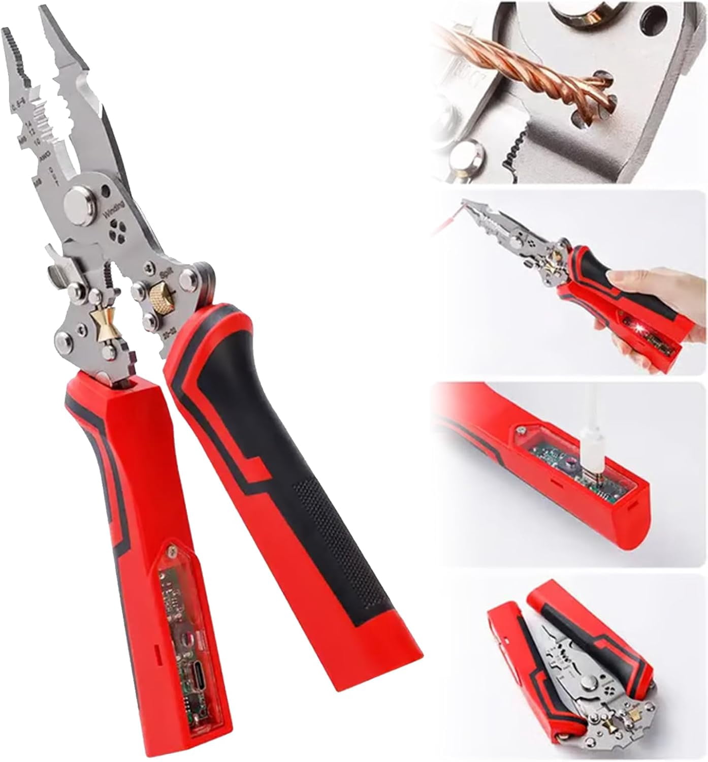 Rechargeable 16 in 1 Wire Stripper Twister | Voltage Tester Pliers for ...