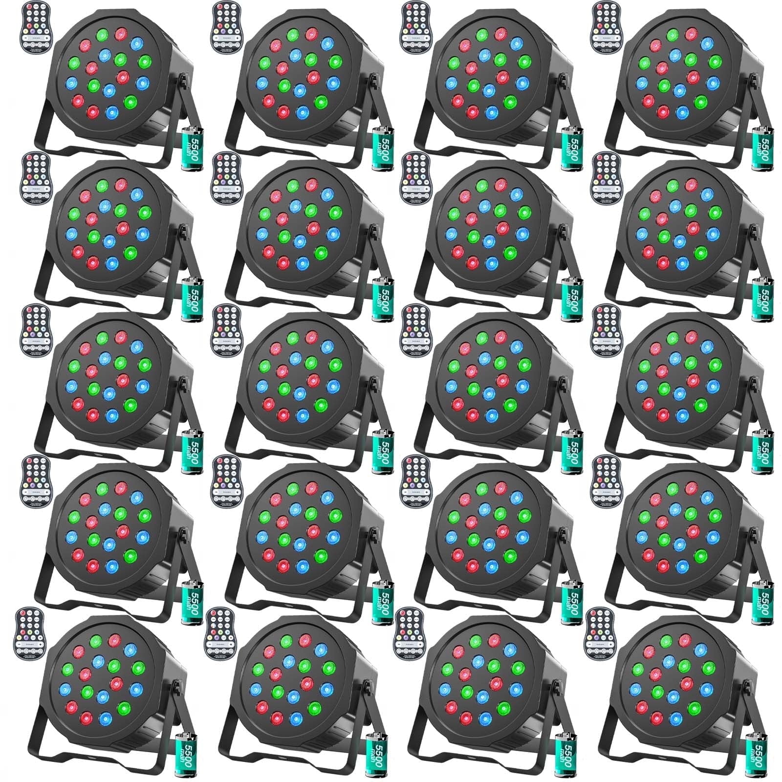 Rechargeable 18 LED Par Light RGB DMX Stage Lights with Remote Control ...