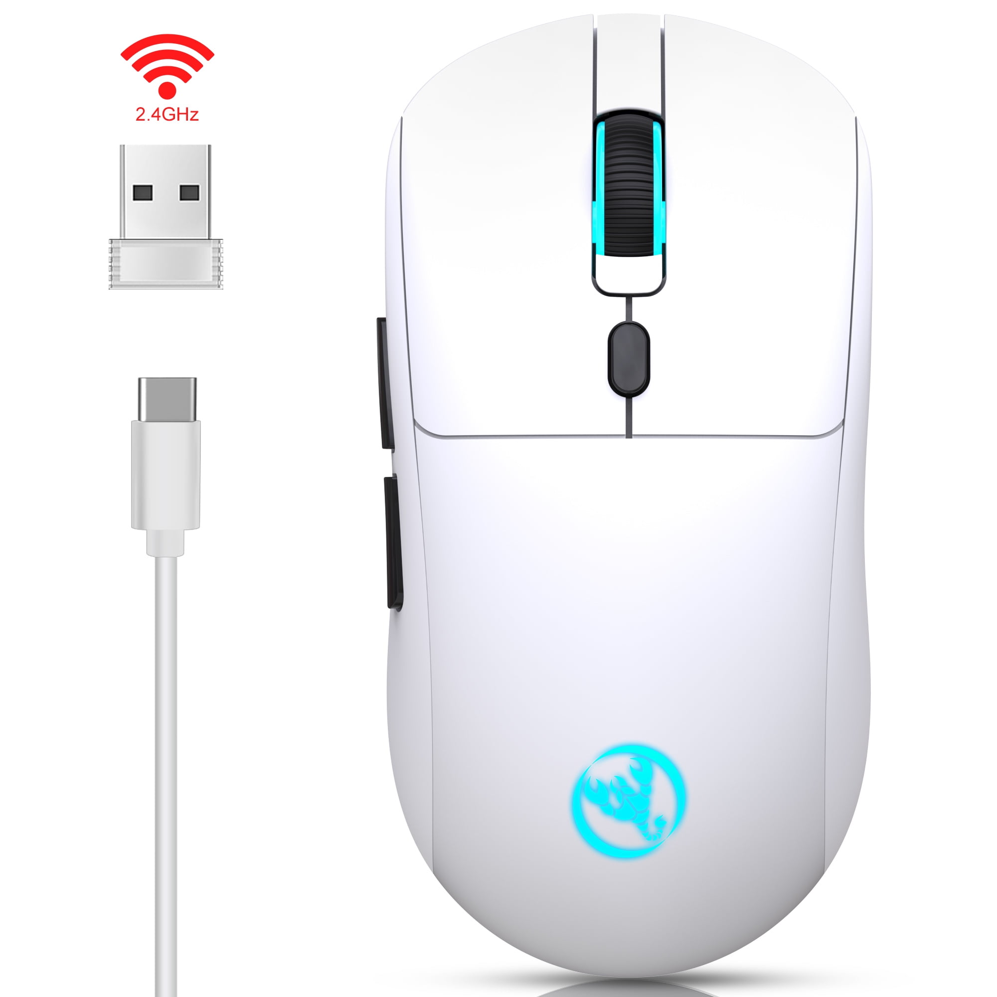 Rechargeable 2.4G USB Wireless Mouse Adjustable 3600dpi 7 Colors RGB ...