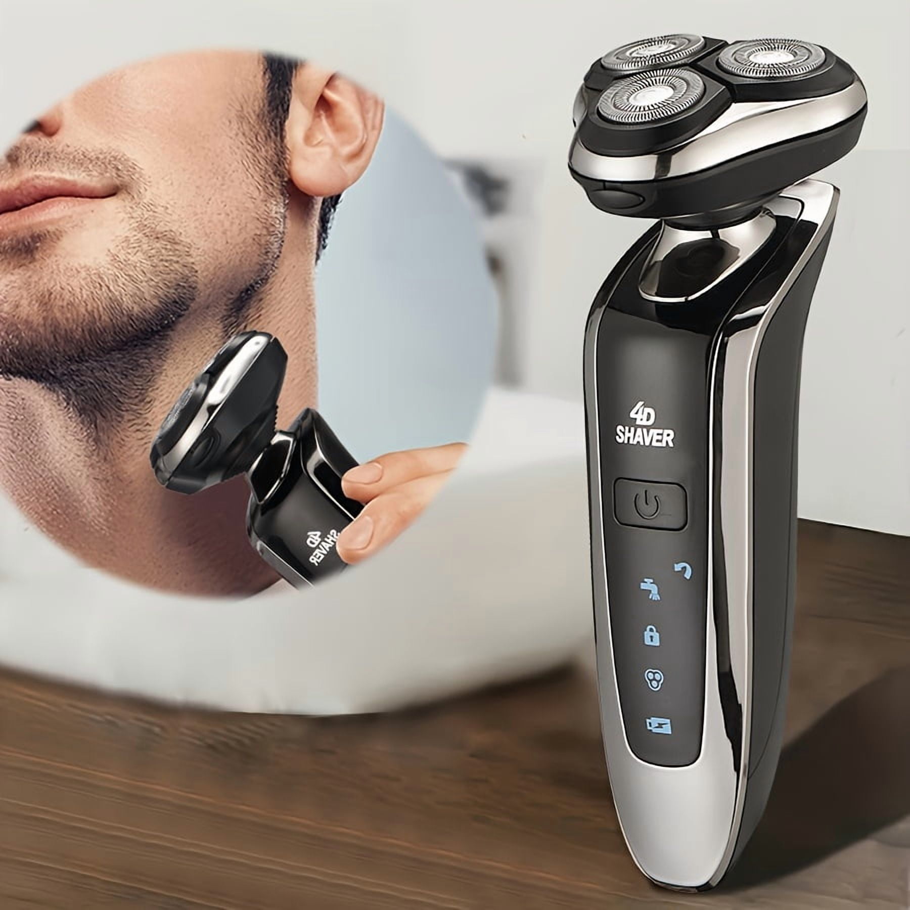 Rechargeable 3D Electric Razor for Men - Wet/Dry Rotary Shaver ...