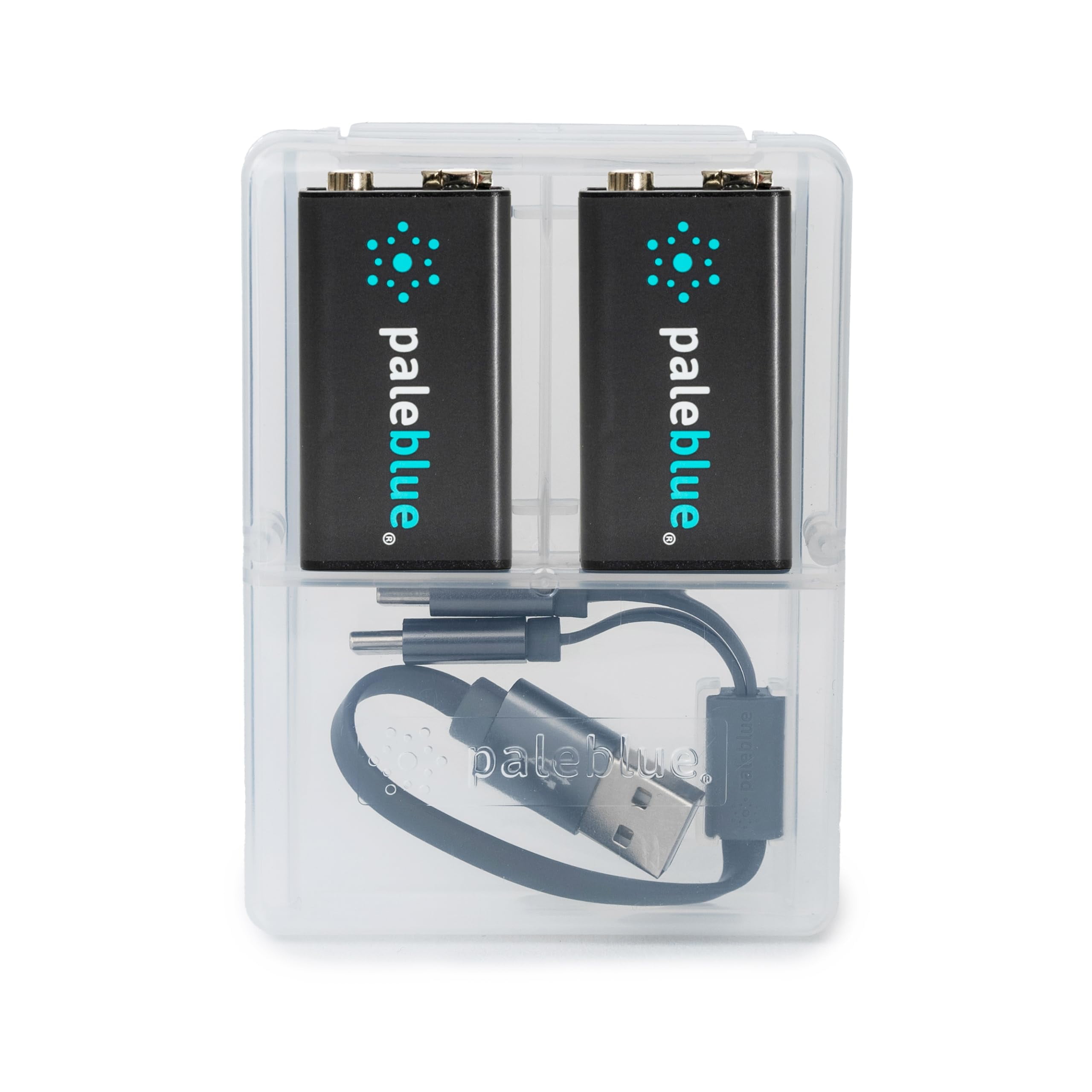 Rechargeable 9V Smart Batteries with USB Charger by Pale Blue, Lithium ...