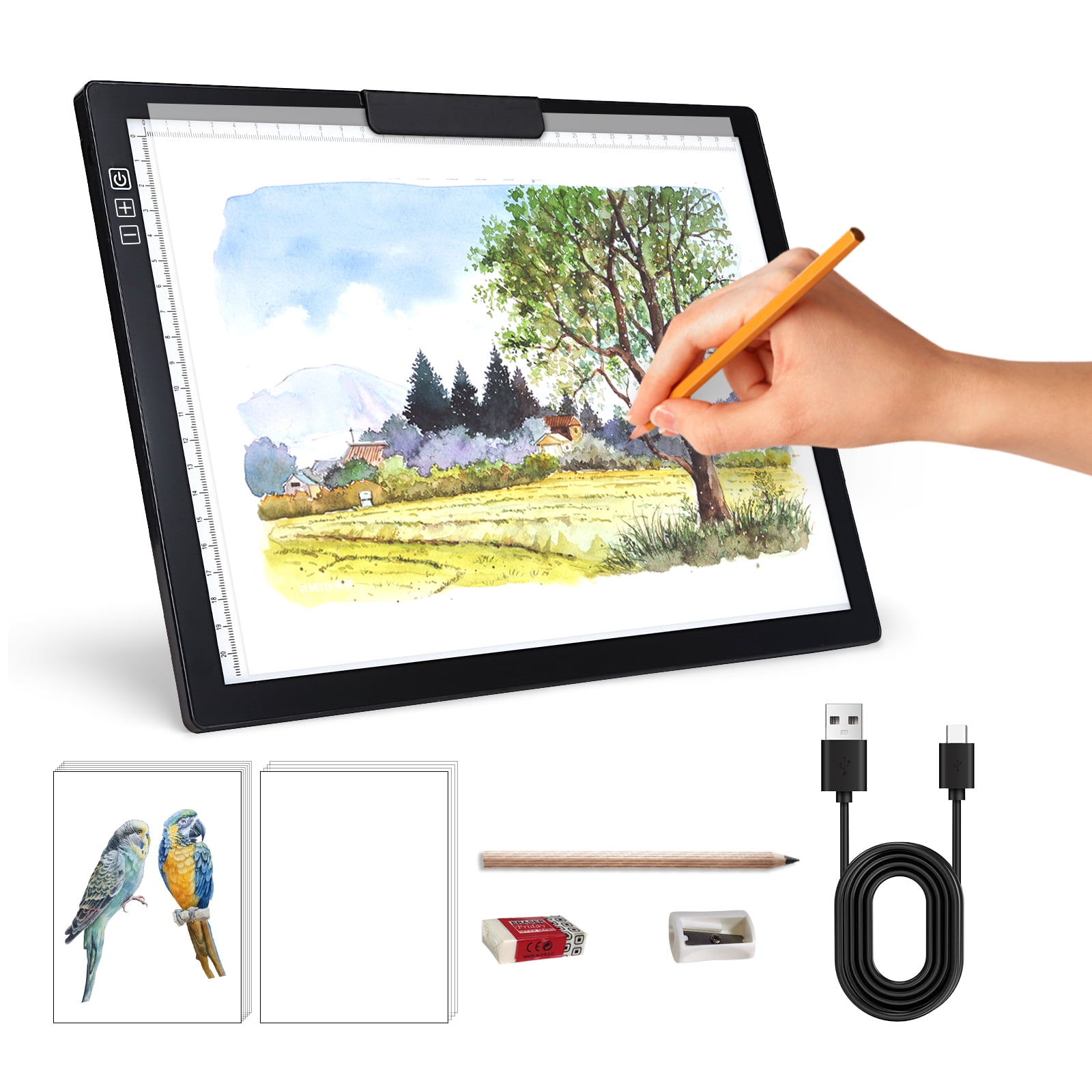 Rechargeable A4 Light Box,Led Light Pad with Built-in Stand & Clip,6 ...