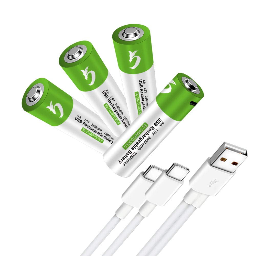 Rechargeable AA Batteries 1.5V 2600mWh USB Lithium ion Rechargeable AA ...