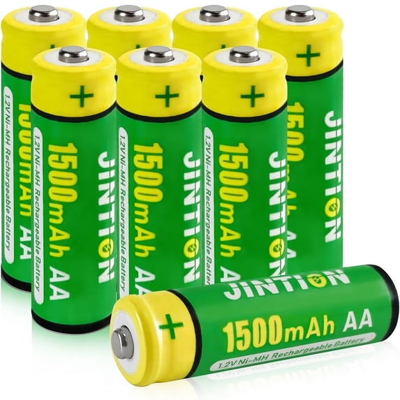 Rechargeable AA Batteries, 1500mAh Double A 1.2V NiMH Battery, 8 Pack ...