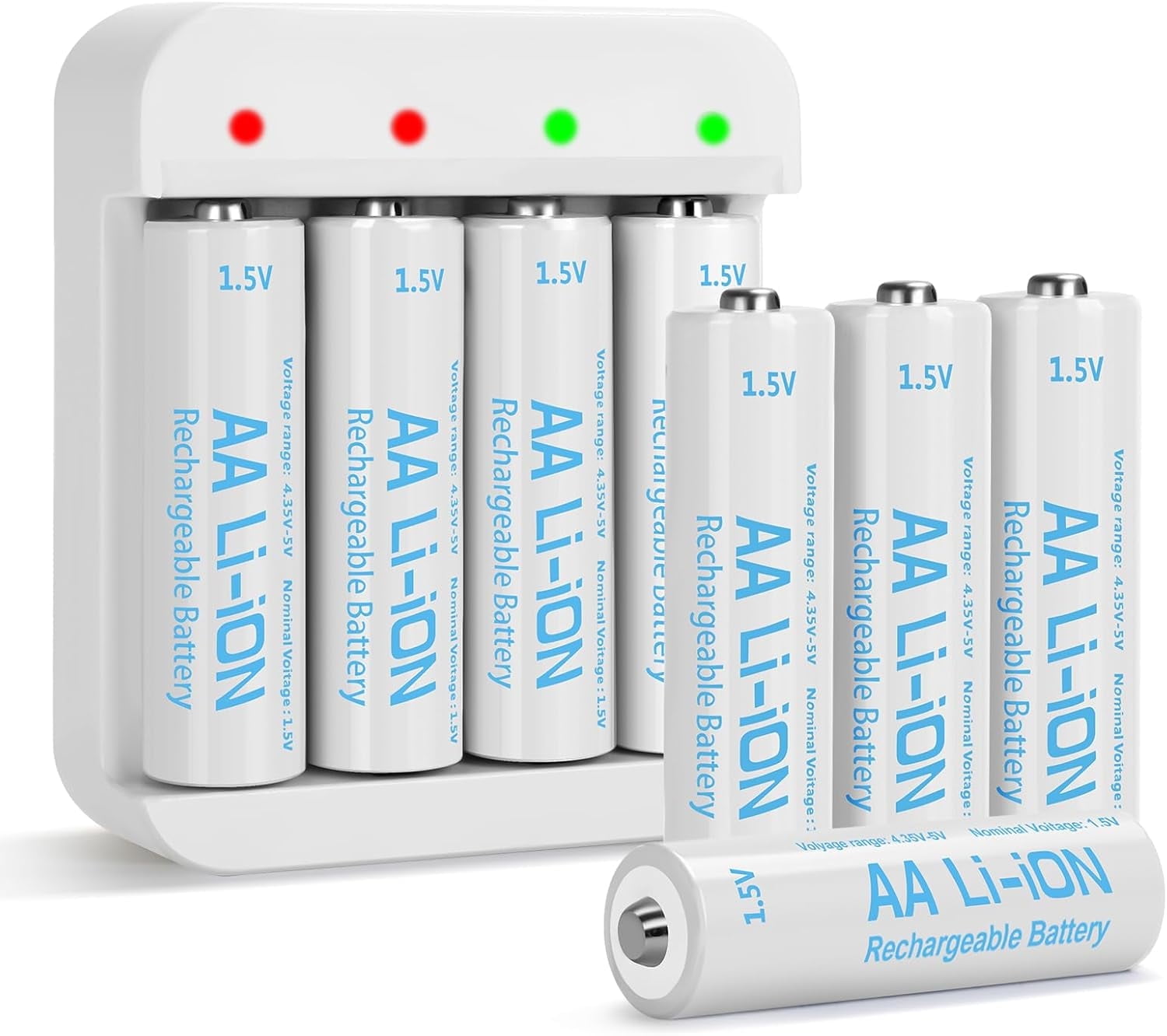 Fitinoch Rechargeable AA Batteries 8 Pack, Lithium 1.5V 3600mWh With ...