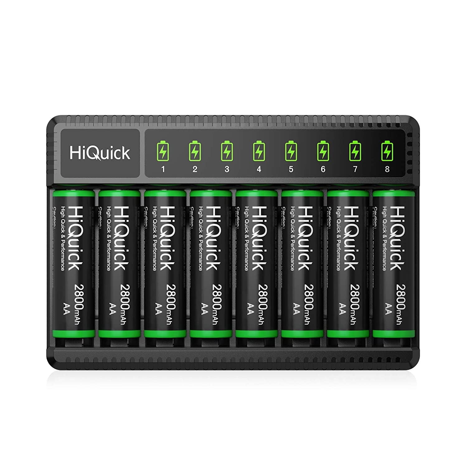 Rechargeable AA Batteries with Charger, HiQuick 2800mAh High Capacity ...