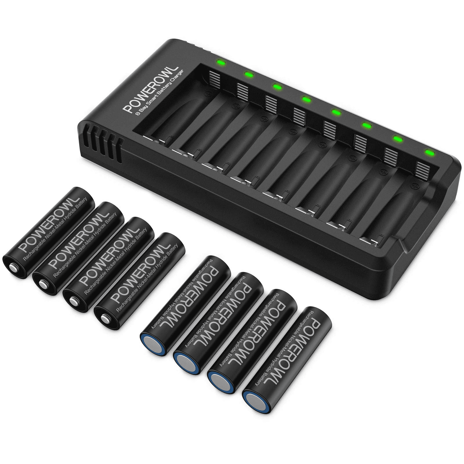POWEROWL 8 Pack Rechargeable AA Batteries, 2800mAh High Capacity Ni-MH ...