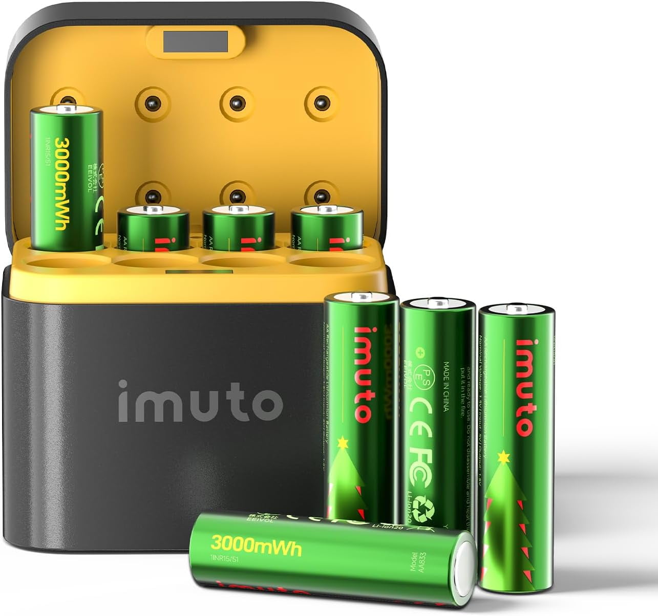 Rechargeable AA Lithium ies with Fast Charger, 8 Pack 3000mWh High ...