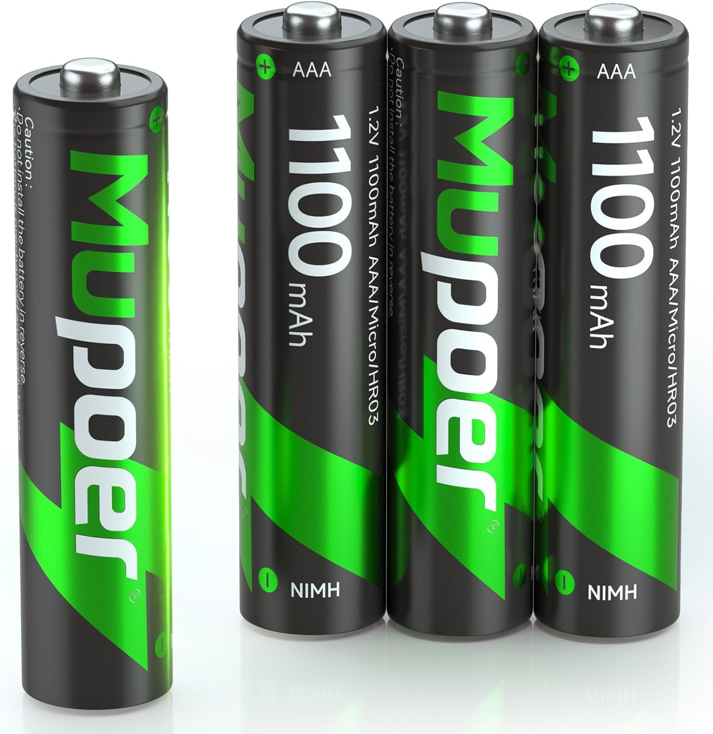 Rechargeable AAA Batteries 4 Pack,AAA Rechargeable Battery 1100mAh NiMH ...