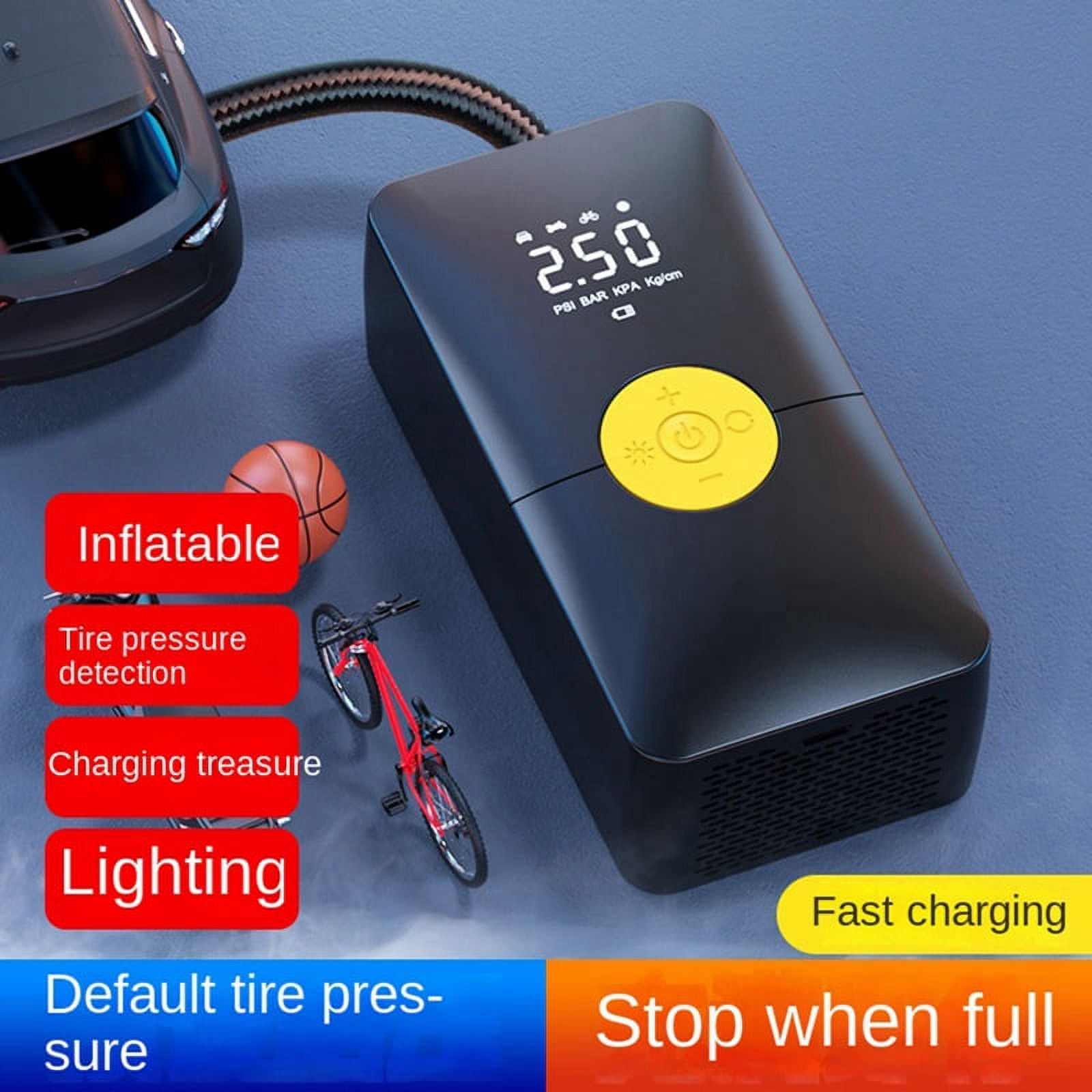 Rechargeable Air Pump Tire Inflator Type-C Portable Compressor Digital ...
