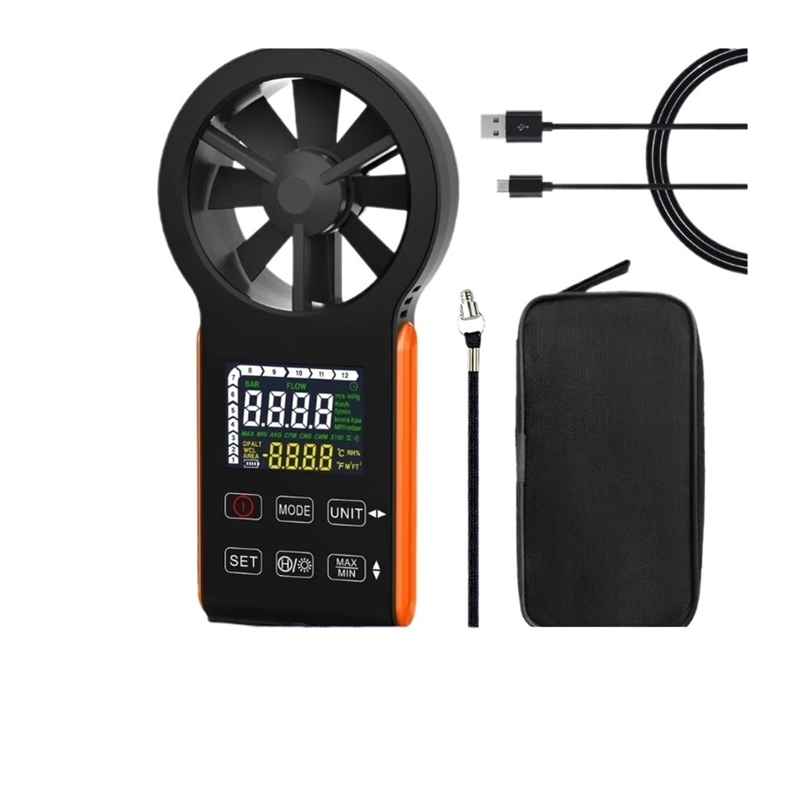Rechargeable Anemometer,Anemometer Waterproof Anemometer Color Touch ...