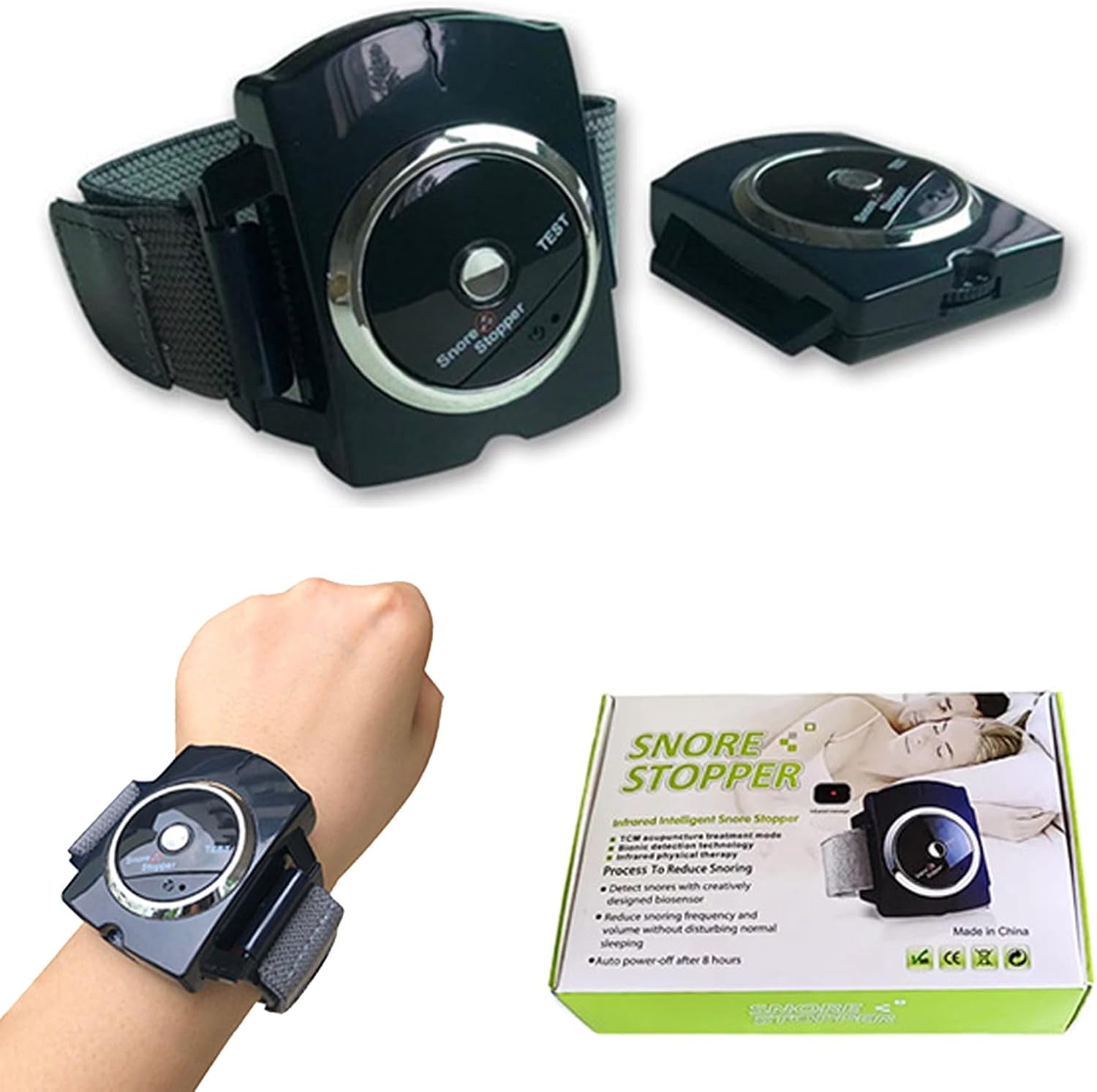 Rechargeable Anti Snore Wristband with 7 Intensity Levels for Men ...