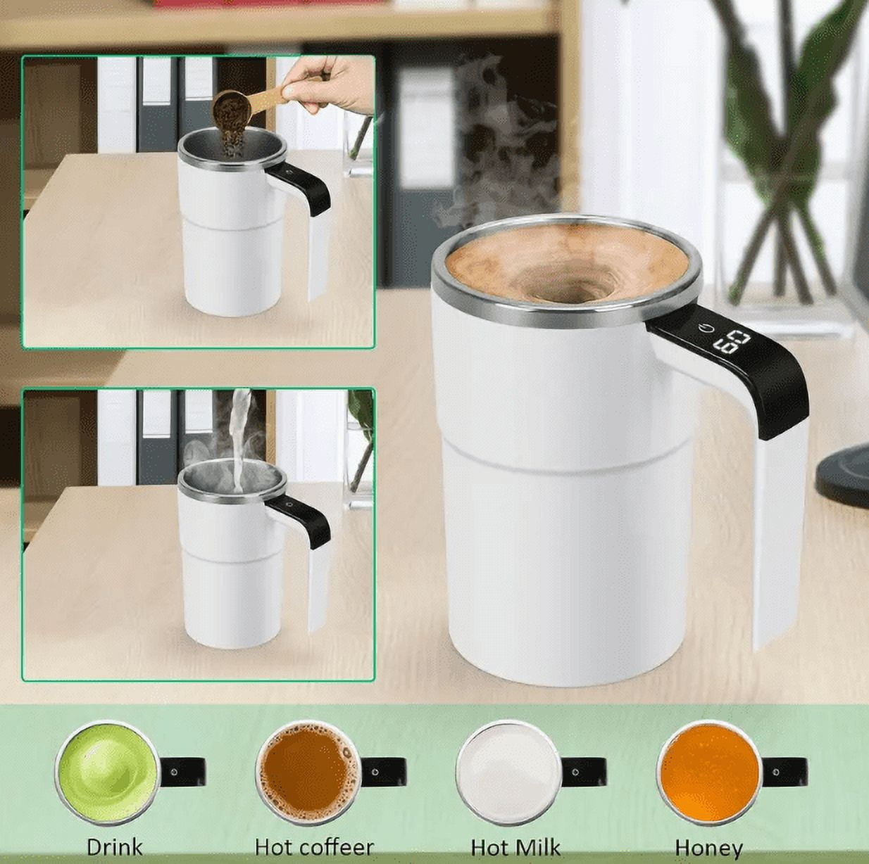 Rechargeable Automatic Coffee Mixer Cup with Temperature Display USB ...