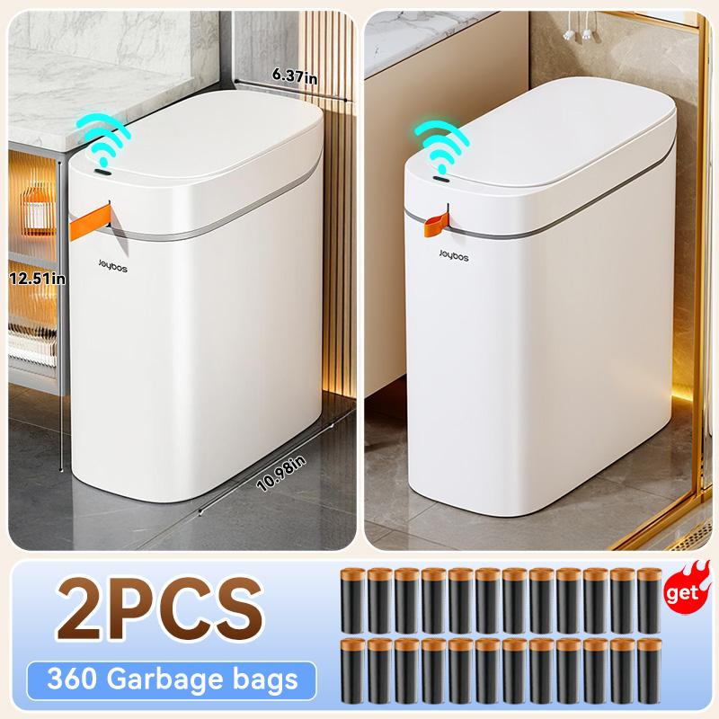 Rechargeable Automatic Sensor Bathroom Trash Can with Lid, Touchless ...