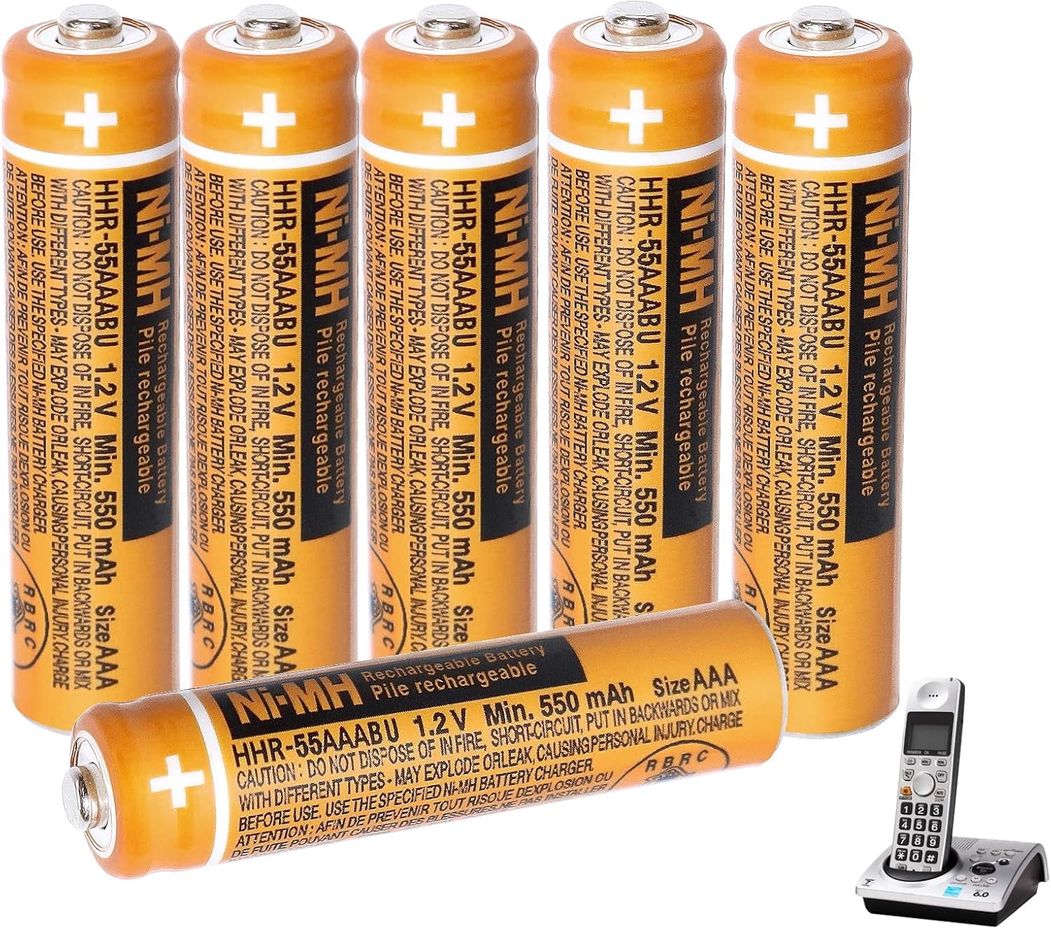 Rechargeable Batteries AAA 6 Pack NIMH. Long-Lasting .High-Performance ...