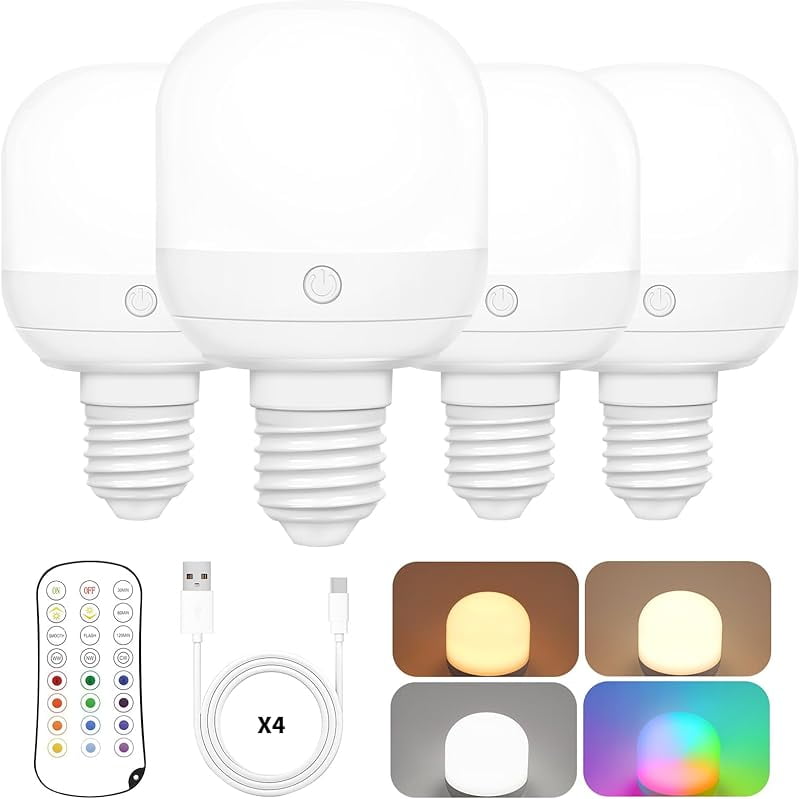 Rechargeable Battery Operated Light Bulb Set with Magnetic 3 in 1 ...
