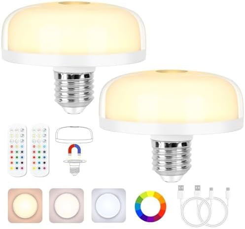 Rechargeable Battery Operated Light Bulb, Wireless LED Puck Lights with ...