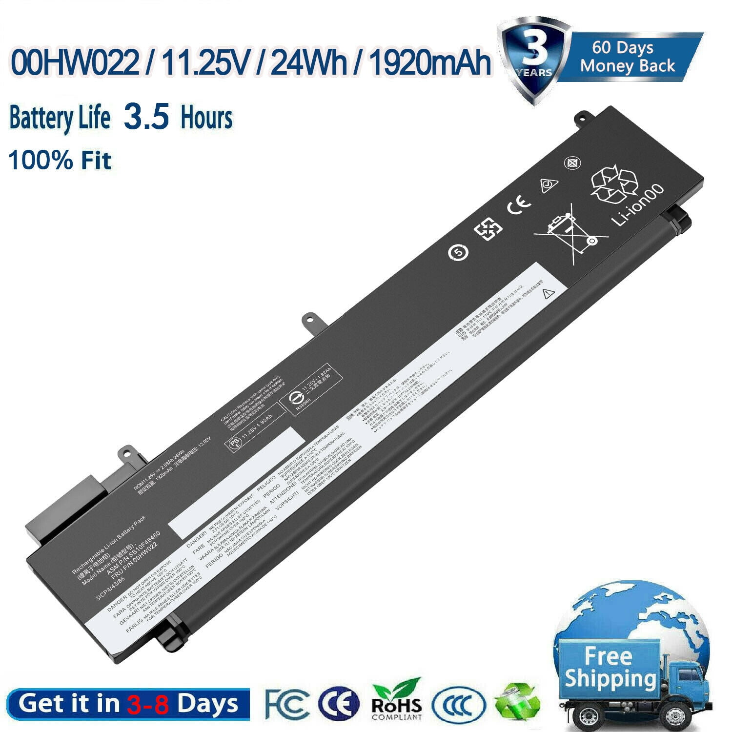 Rechargeable Battery Pack For Lenovo 00HW022 ThinkPad T460s T470s PN ...